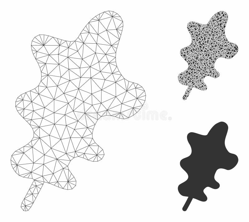 Oak Leaf Vector Mesh Network Model and Triangle Mosaic Icon Stock ...