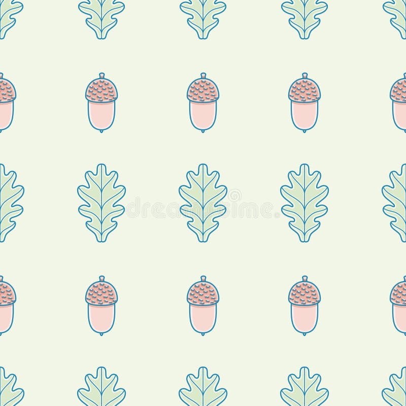 Acorn and Oak Leaves Vector Repeat Pattern Stock Vector - Illustration ...