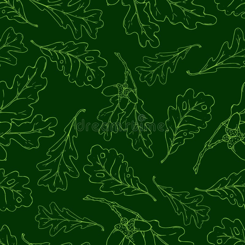 Oak Leaves Seamless Pattern. Autumn Oak Leaves. Vector Illustration of ...