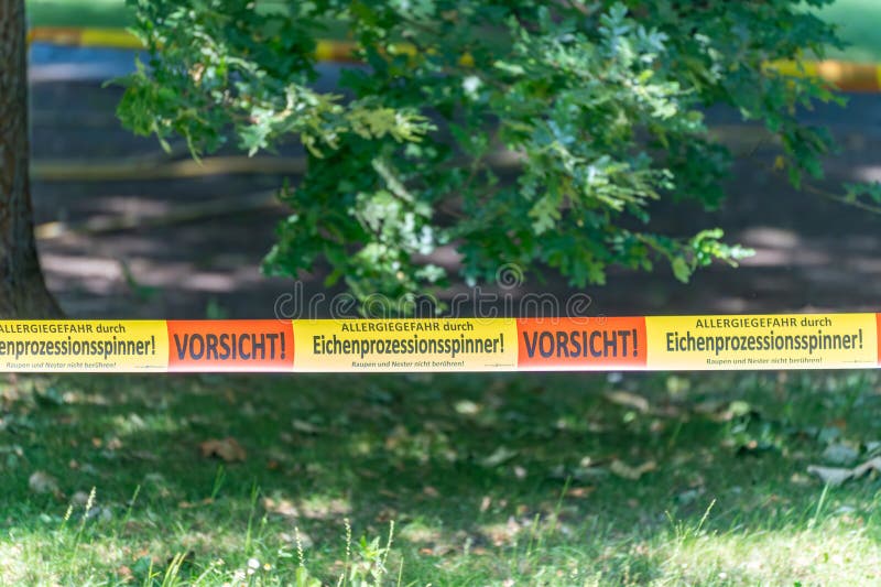 Oak Processionary Moth Warning Tap. Stock Photo - Image of insects ...