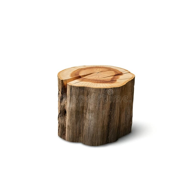 Oak Stump, Log Fire Wood Isolated on White Background with Clipping ...