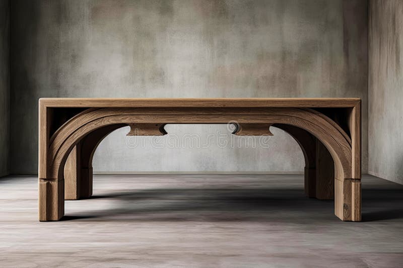 Oak Table with Four Legs, in a Minimalistic Composition. Minimalist ...