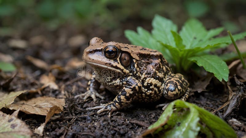 Oak Toad Resting by Pond in Moonlight Surrounded by Fireflies Stock ...