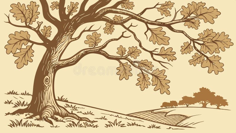 Oak Tree, Detailed Tree Illustration, Vector Design Generative AI Stock ...