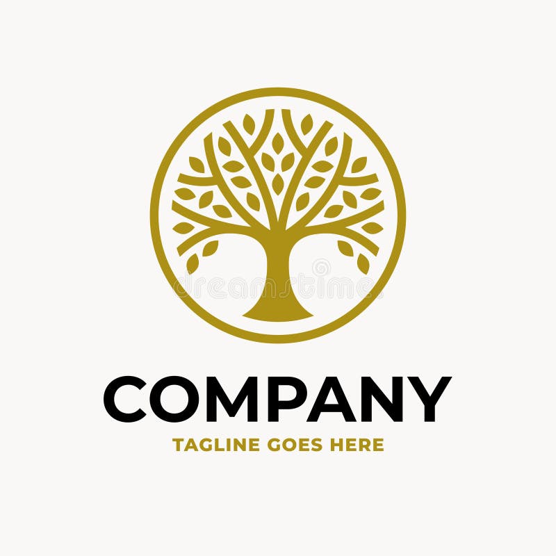 Oak tree golden logo. stock vector. Illustration of plant - 272129950