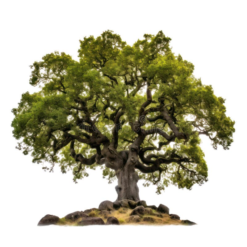Oak Tree Isolated on White Transparent Background Stock Illustration ...