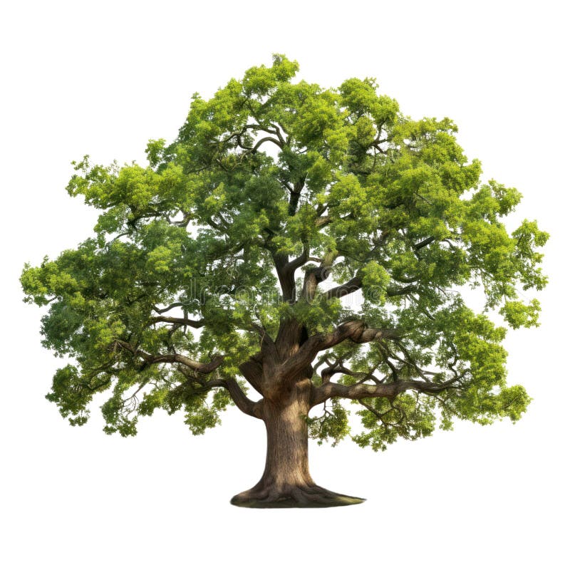 Oak Tree Isolated on White Transparent Background Stock Illustration ...