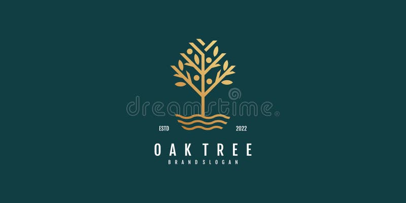 Oak Tree Logo Design with Creative Element Concept Premium Vector Stock ...