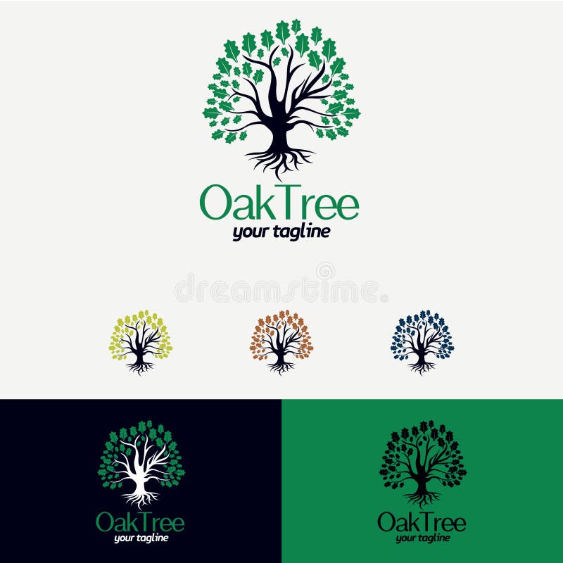Oak Tree Logo Design Template Stock Vector - Illustration of forest ...