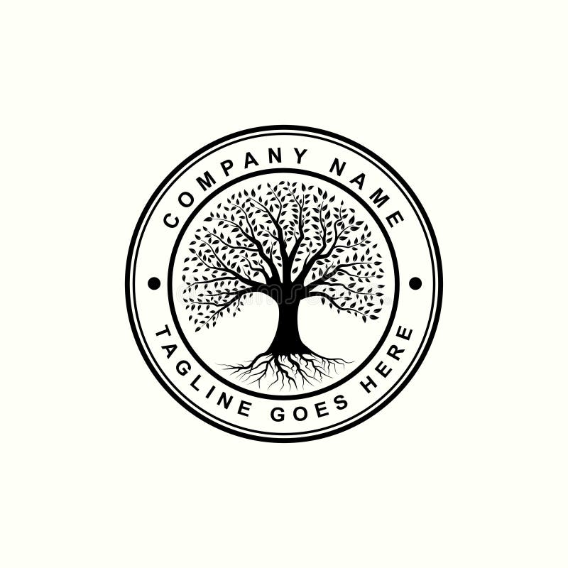 Oak Tree Logo Design, Tree Vector Circle Shape. Stock Vector ...