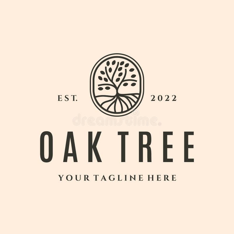 Oak Tree Natural Line Art Logo Stock Vector - Illustration of trunk ...