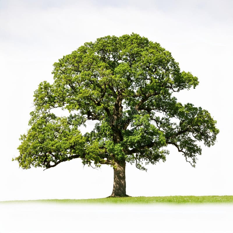 Oak Tree Over White, AI Generated Stock Illustration - Illustration of ...