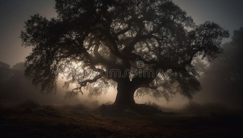 Oak tree silhouette stock illustration. Illustration of wood - 274444134