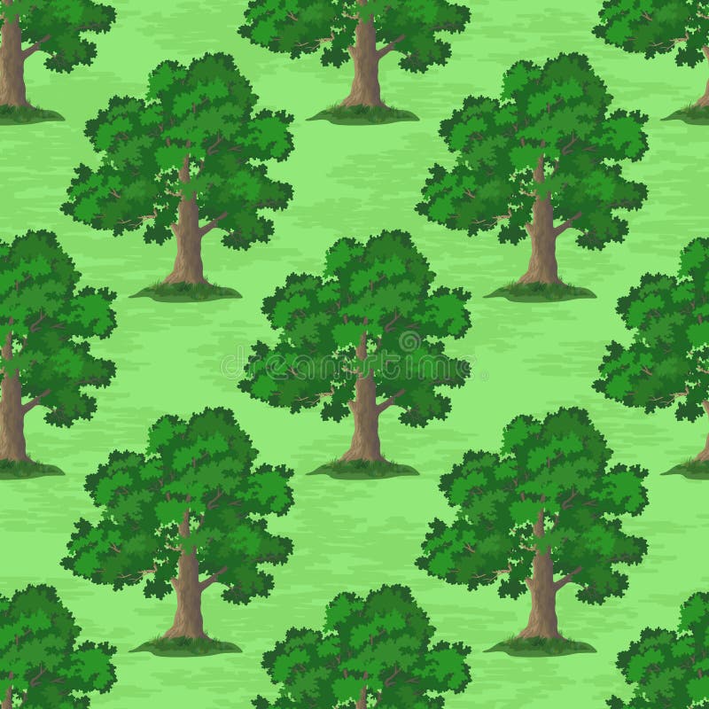 Oak Trees Seamless stock vector. Illustration of flora - 107067752