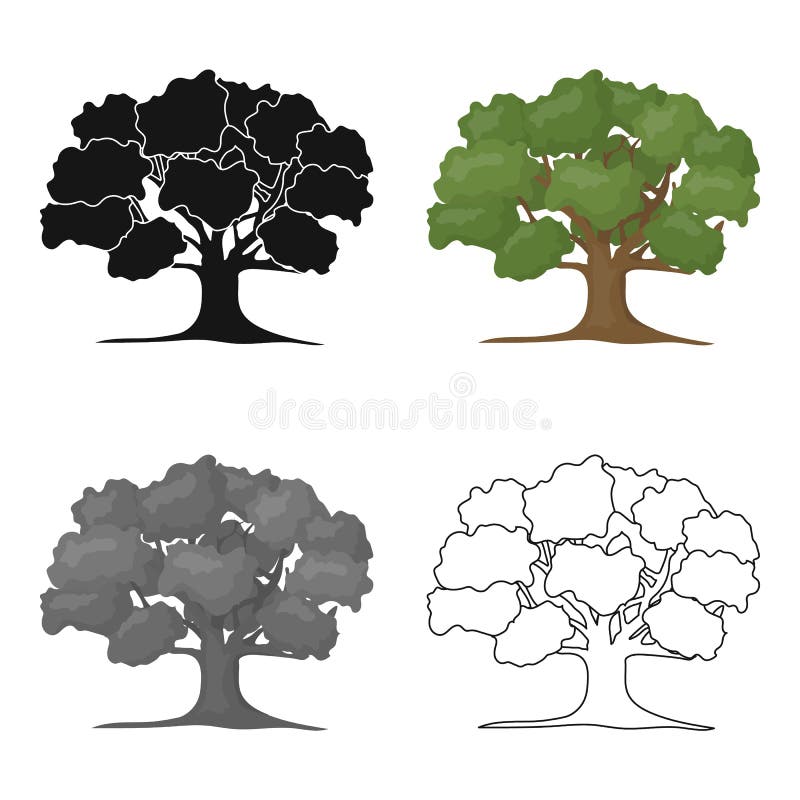 Oak Vector Icon in Cartoon Style for Web Stock Vector - Illustration of ...
