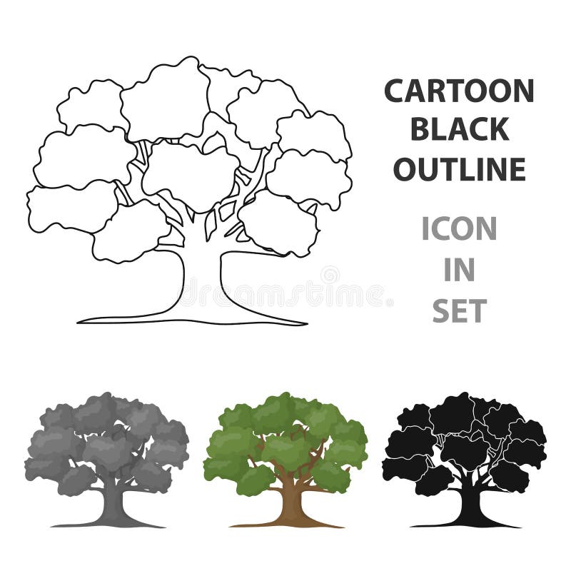 Oak Vector Icon in Cartoon Style for Web Stock Vector - Illustration of ...
