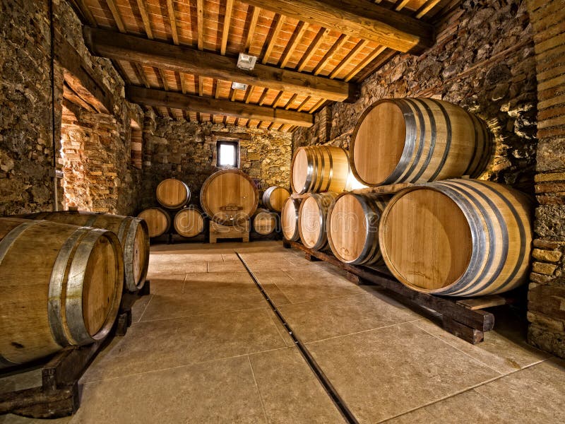 Oak wine barrels stock image. Image of alcoholic, columns - 34653581