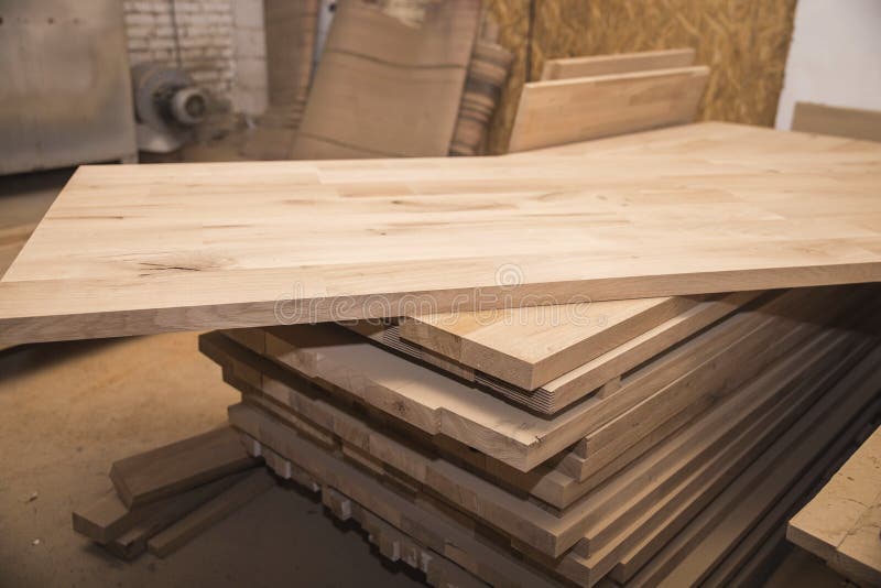 Oak Wood Panels from Which Tables Will Be Made Stock Image - Image of ...