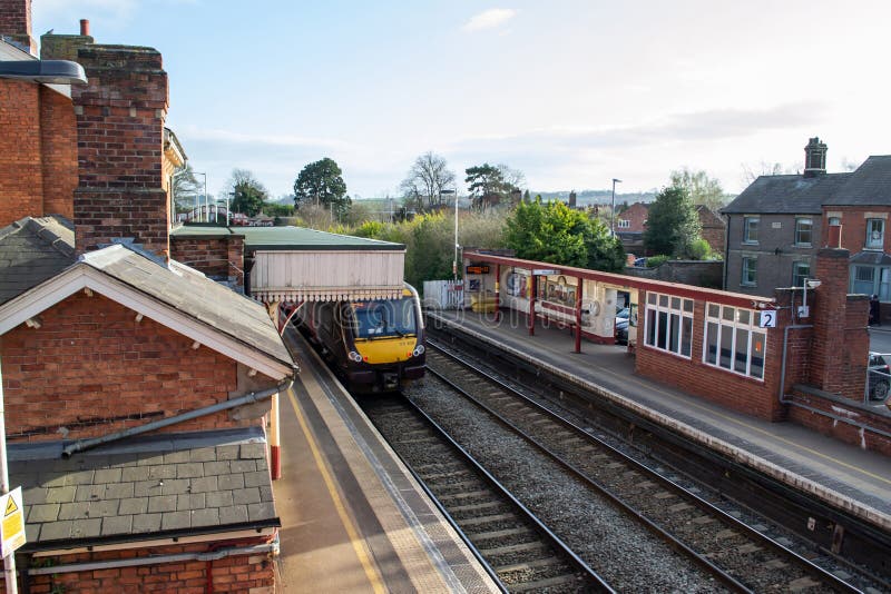 OAKHAM, RUTLAND, ENGLAND- 3 April 2021: Oakham Train Station with a ...