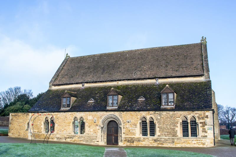 OAKHAM, RUTLAND, ENGLAND â€“ December 31 2020: Oakham Castle in Rutland ...