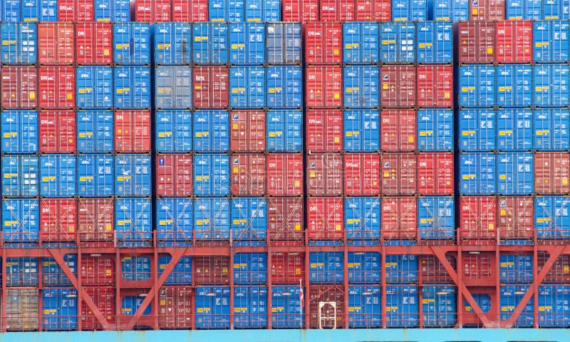 Colorful Maersk, MSC, Hamburg Sud Shipping Containers Stacked at ... Colorful Maersk, MSC, Hamburg Sud Shipping Containers Stacked at ...