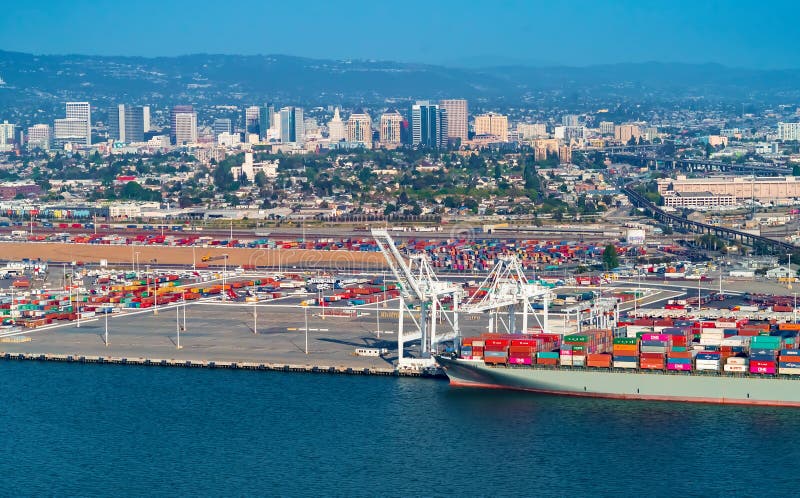Oakland Harbor Port Terminal with Shipping Containers Stock Image ...