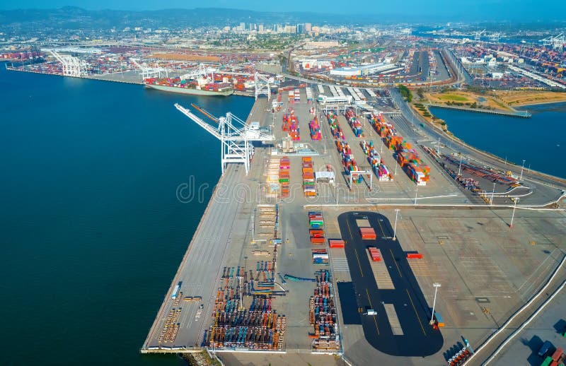 Oakland Harbor Port Terminal with Shipping Containers Stock Image ...