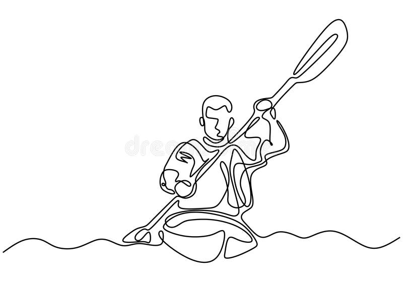 Kayak Continuous Line Stock Illustrations – 76 Kayak Continuous Line ...