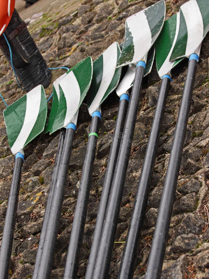 Oars Laid Out on a Quayside Stock Photo - Image of rowlock, handle ...