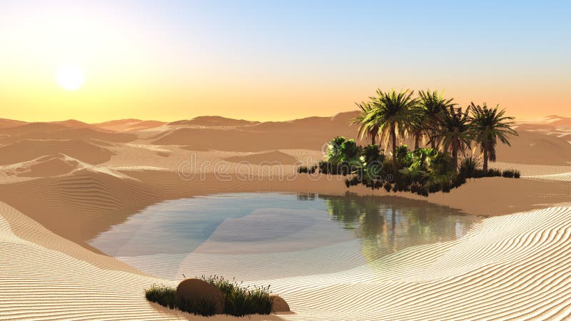 Oase in de Woestijn stock illustratie. Illustration of arabier - 83596258