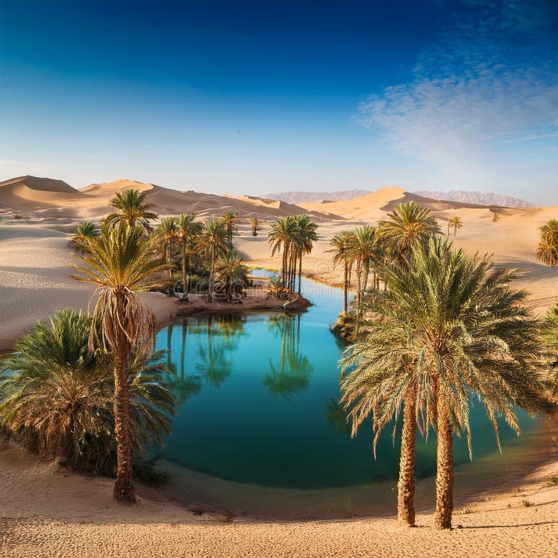 Oasis in the Desert, AI Generated Stock Illustration - Illustration of ...