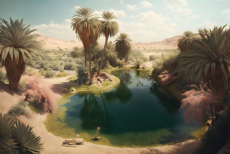 Oasis in the Desert. Neural Network AI Generated Stock Image - Image of ... Oasis in the Desert. Neural Network AI Generated Stock Image - Image of ...