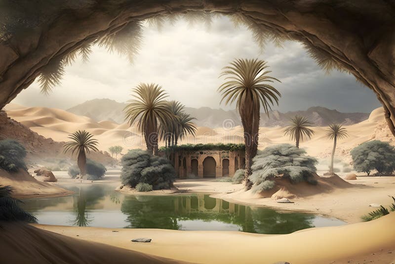 Oasis in the Desert. Neural Network AI Generated Stock Image - Image of ... Oasis in the Desert. Neural Network AI Generated Stock Image - Image of ...