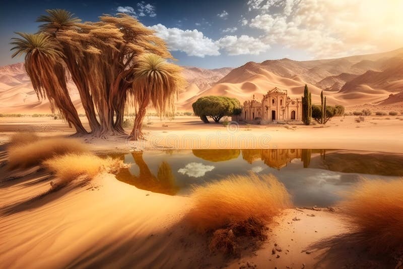 Oasis in the Desert. Neural Network AI Generated Stock Image - Image of ... Oasis in the Desert. Neural Network AI Generated Stock Image - Image of ...