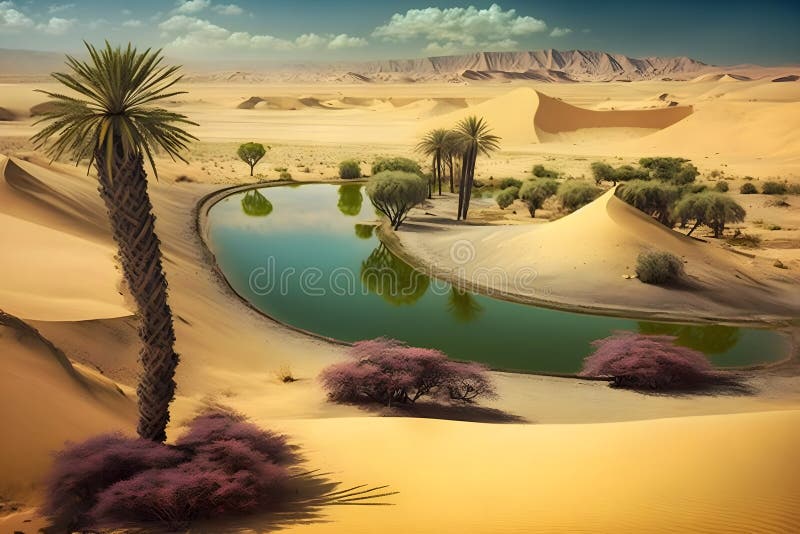 Oasis in the Desert. Neural Network AI Generated Stock Image - Image of ... Oasis in the Desert. Neural Network AI Generated Stock Image - Image of ...