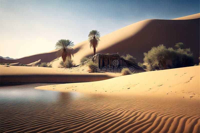 Oasis in the desert stock illustration. Illustration of shape - 267511030