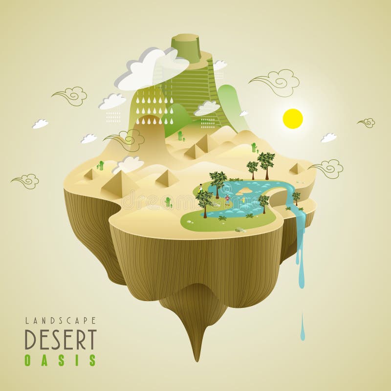 Oasis landscape design stock vector. Illustration of palm - 66986499