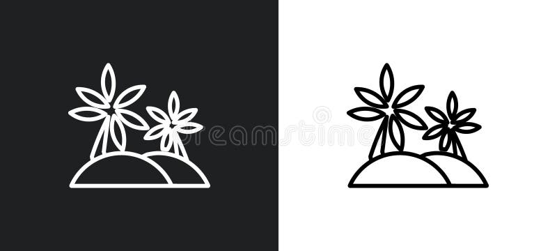 Oasis Outline Icon in White and Black Colors. Oasis Flat Vector Icon ...
