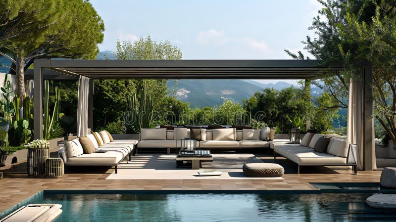 Oasis Patio Terrace Interior Concept Stock Illustration - Illustration ...