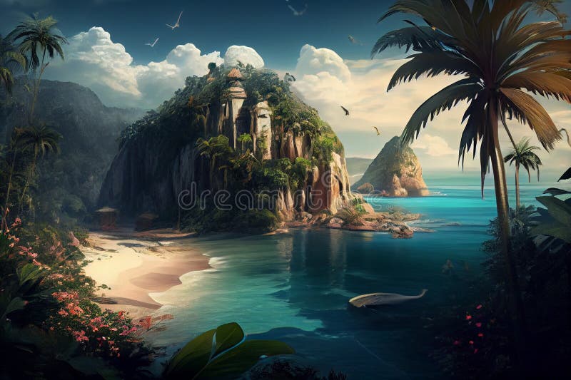 An Oasis of Peace and Harmony. AI Generated Stock Illustration ...