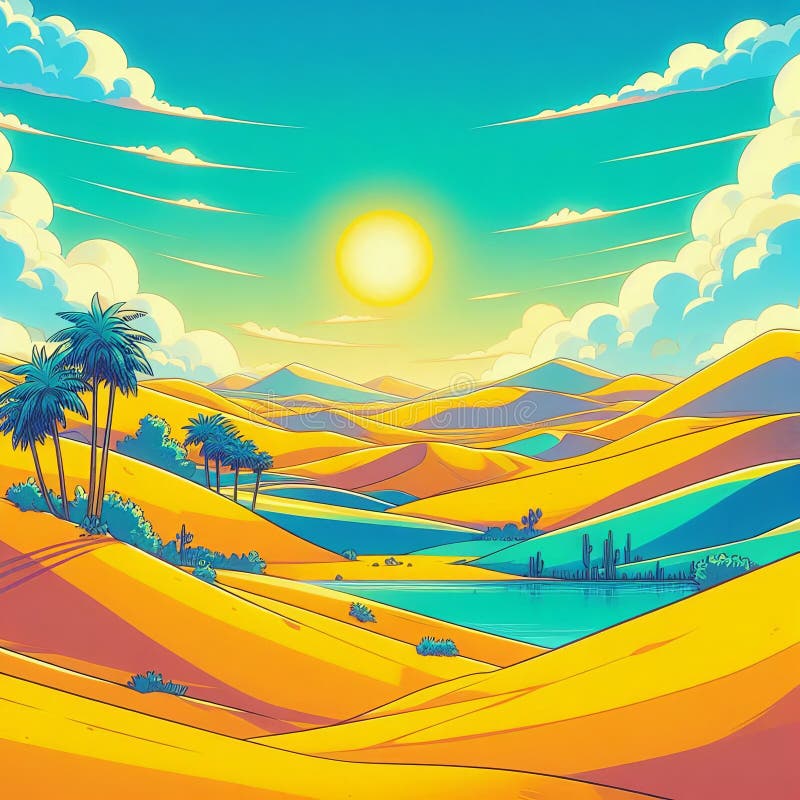 Oasis Under Sun stock illustration. Illustration of vibrant - 328853282