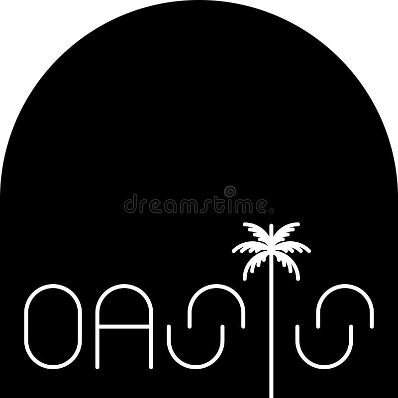 Oasis Lettering with Palm Tree Stock Vector - Illustration of vector ...