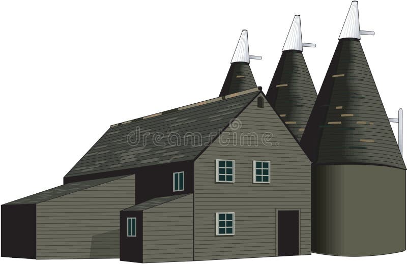 Oast House Vector Illustration Stock Vector - Illustration of england ...