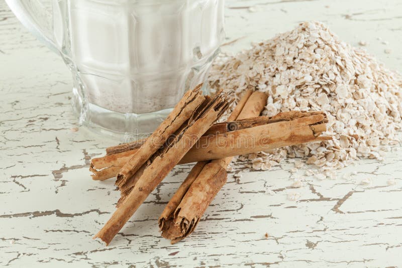 Oat Flakes with Cinnamon Sticks Stock Image - Image of fresh, food ...
