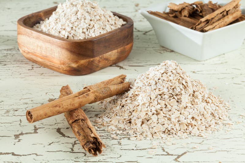 Oat Flakes with Cinnamon Sticks Stock Photo - Image of organic ...