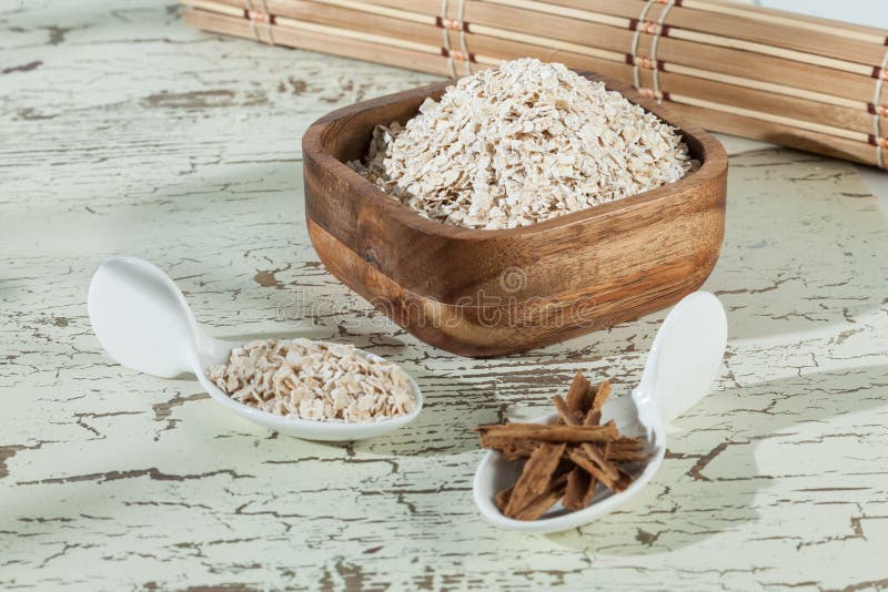 Oat Flakes with Cinnamon Sticks Stock Photo - Image of food, energy ...