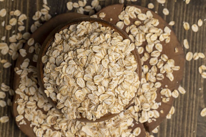 Oat Flakes Scattered on a Wooden Surface Stock Image - Image of seed ...