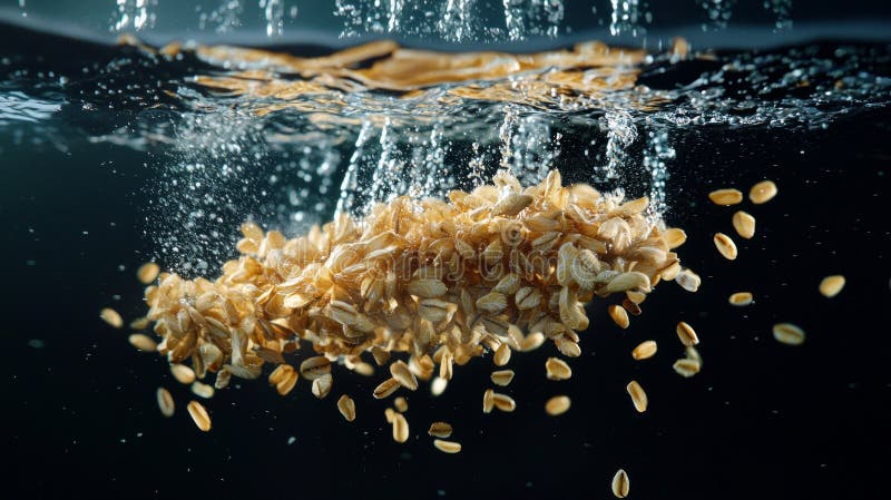 Oat Grains Float Gracefully Underwater Creating Dynamic Display ...