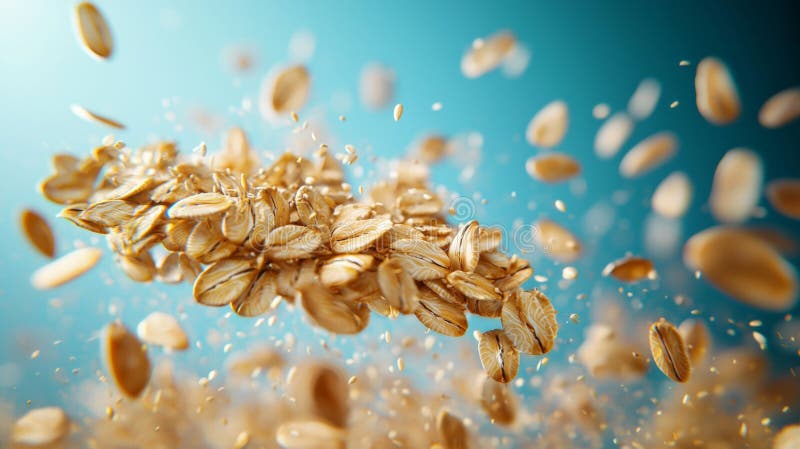 Oat Grains Float Gracefully Vibrant Backdrop Highlighting Their Natural ...