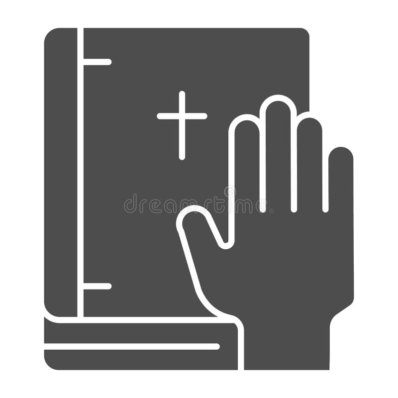 Oath on Bible Solid Icon. Swearing on Book Vector Illustration Isolated ...